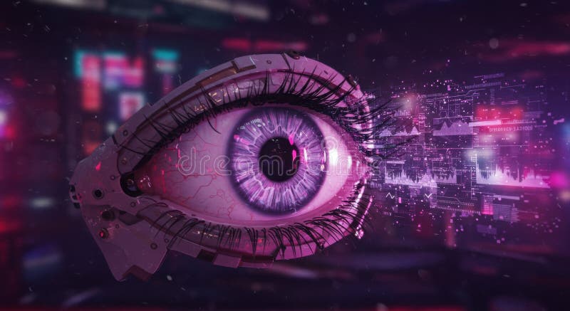 Cybernetic Eye: Data Stream Stock Illustration - Illustration of ...