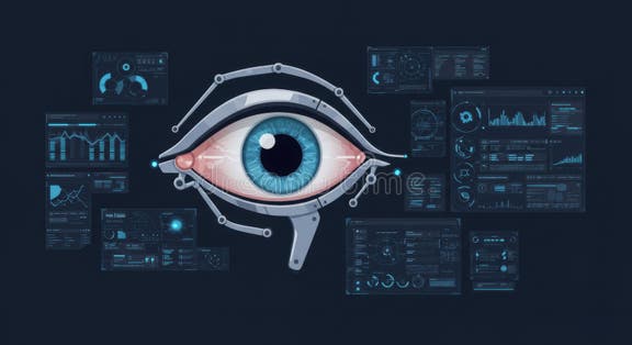 Cybernetic Eye: Data Surveillance Stock Illustration - Illustration of ...
