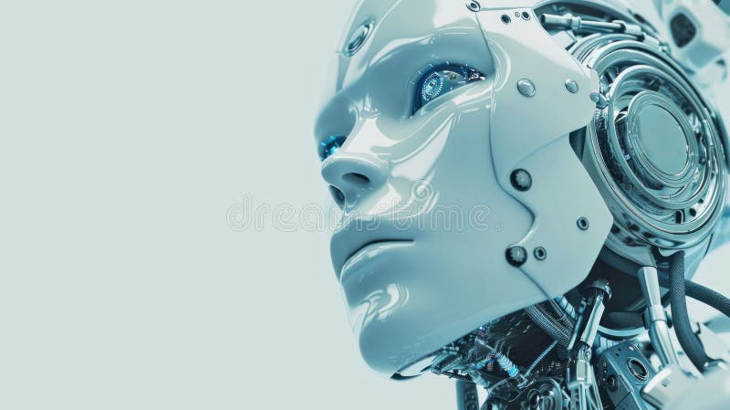 Futuristic Robotic Face. Copy Space. AI Generated Stock Illustration ...