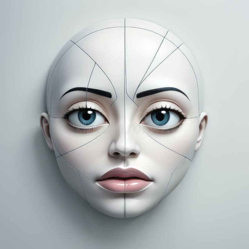 Futuristic Robotic Face with Detailed Features and Blue Eyes Stock ...