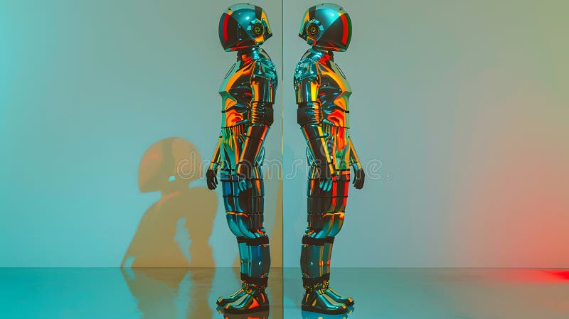 Futuristic Robotic Figures with Reflective Surfaces Stock Photo - Image ...