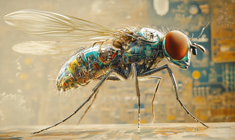 Futuristic Robotic Fly with Intricate Circuitry and Mechanical Features ...
