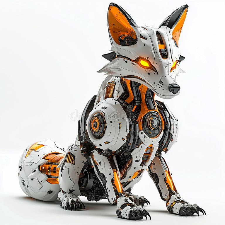 Robotic Fox Animal Futuristic Design Artificial Creature Isolated on ...
