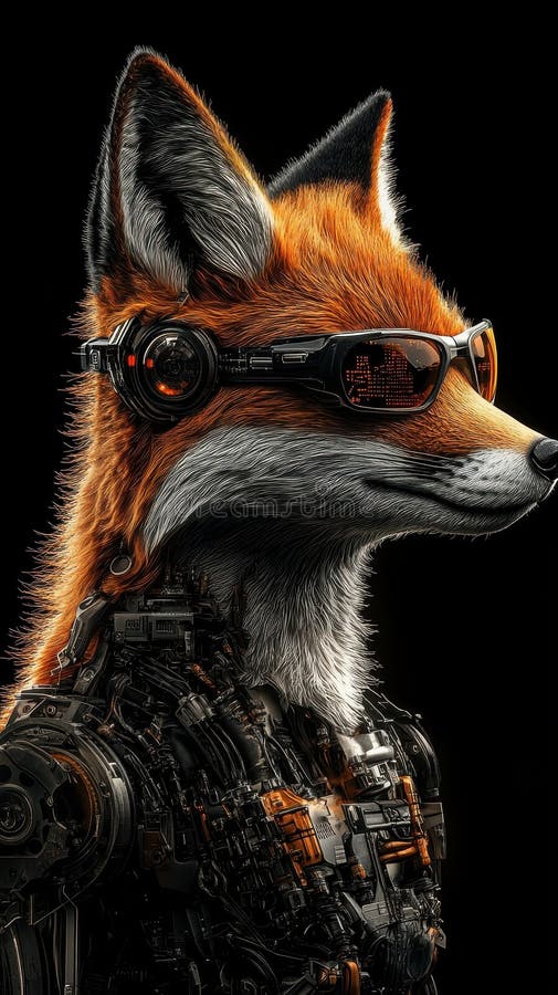 Futuristic Robotic Fox with High-Tech Goggles, Blending Nature and ...