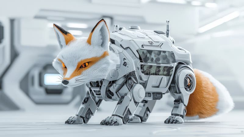 Futuristic Robotic Fox in a Modern Setting, Blending Nature and ...
