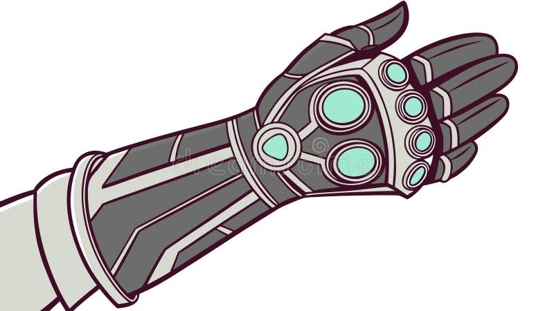 Futuristic Robotic Gauntlet with a Glowing Gem, Symbolizing Power and ...