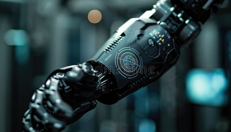 Futuristic Robotic Arm Engaging in Sustainable Handshake with Green ...