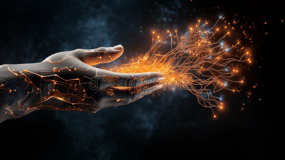 Futuristic Robotic Hand with Artificial Intelligence Data Visualization ...