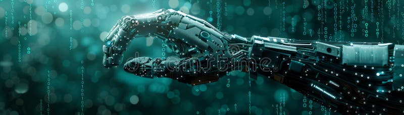 Futuristic Robotic Hand in Digital Matrix Background Symbolizing ...
