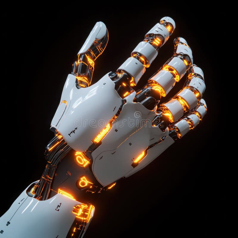 Futuristic Robotic Hand with Glowing Circuits Stock Photo - Image of ...