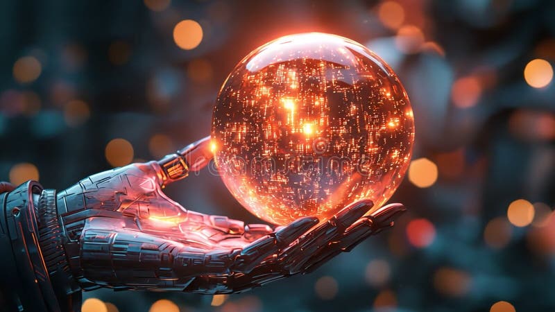 Futuristic Robotic Hand Grasping Glowing Orb of Innovation and ...