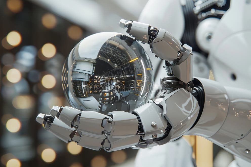 Futuristic Robotic Hand Grasping Spherical Artificial Intelligence Orb ...