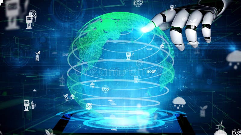 Futuristic Robotic Hand Interacting with Digital Earth and Eco-Friendly ...