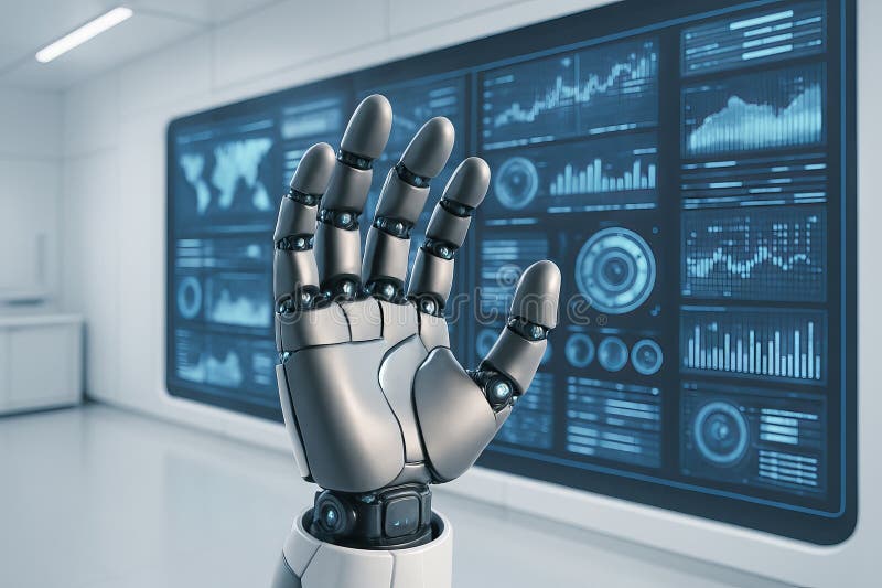 Robotic Hand Interacting Futuristic Interface High Tech Laboratory ...