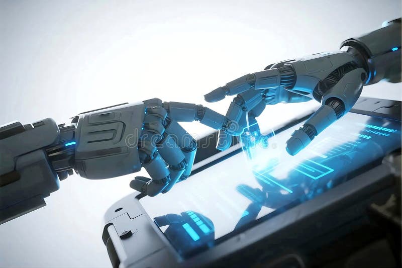 Futuristic Robotic Hand Interacting with Digital Touchscreen ...