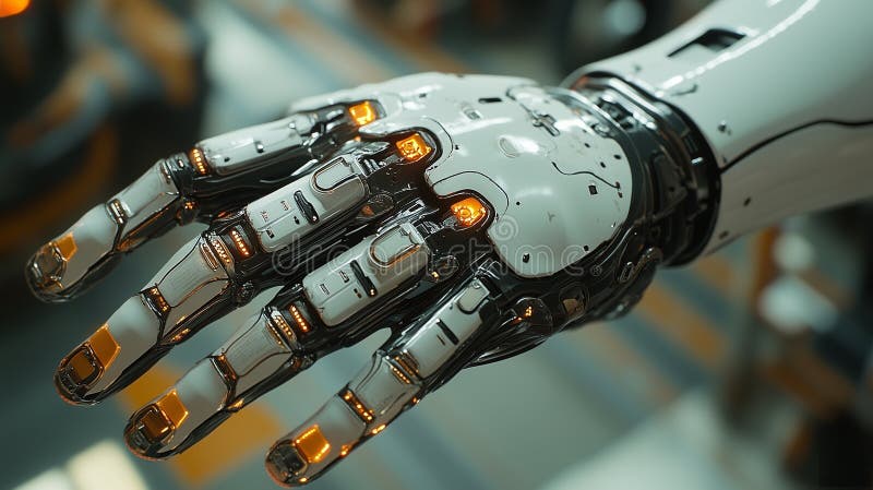 Futuristic Robotic Hand with Intricate Details and Glowing Joints Set ...