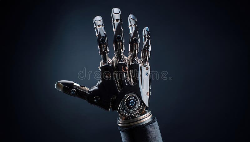 Futuristic Robotic Hand with Intricate Metallic Joints and ...