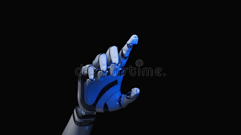 Futuristic Robotic Hand Isolated on Black Background - AI and ...