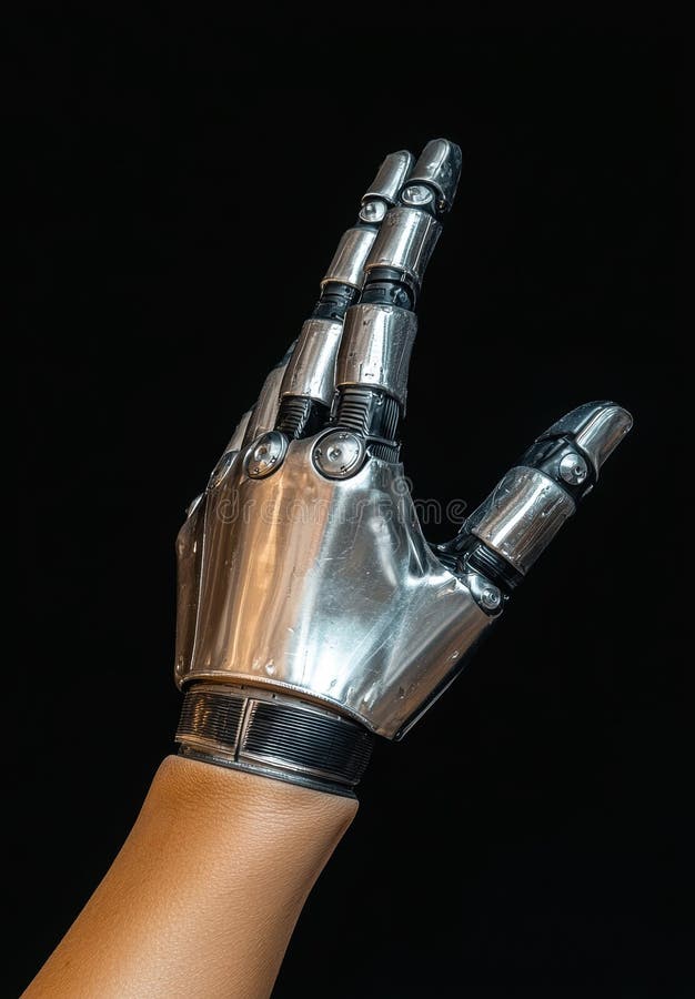 A Futuristic Robotic Hand Making a Peace Sign. Stock Illustration ...