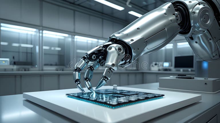 Futuristic Robotic Hand Performing Precision Task in High-Tech ...