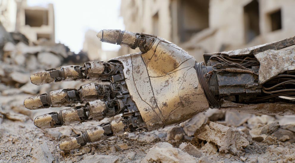 Futuristic Robotic Hand in a Post-apocalyptic Environment Stock ...