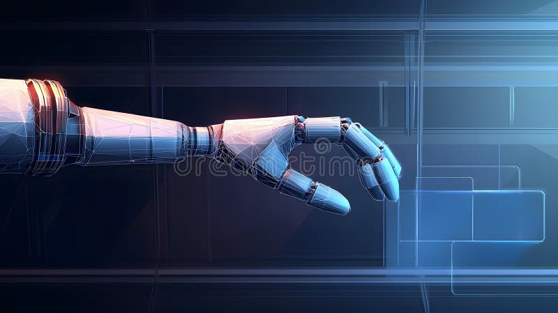 Futuristic Robotic Hand Reaching Out Stock Illustration - Illustration ...