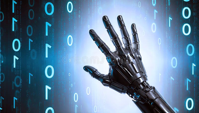 A Futuristic Robotic Hand Reaching Out through a Digital Binary Code ...