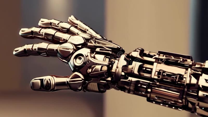 Futuristic Robotic Hand Reaching Out and Gesturing in a Modern ...