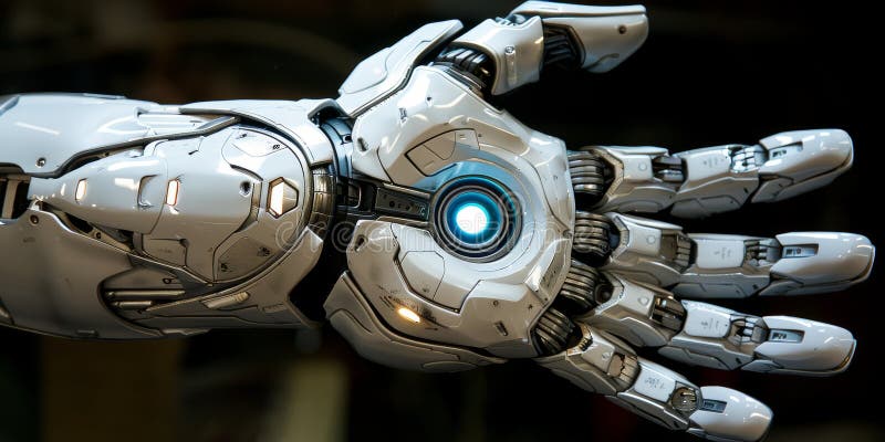 Futuristic Robotic Hand Intricate Mechanical Features Glowing Elements ...