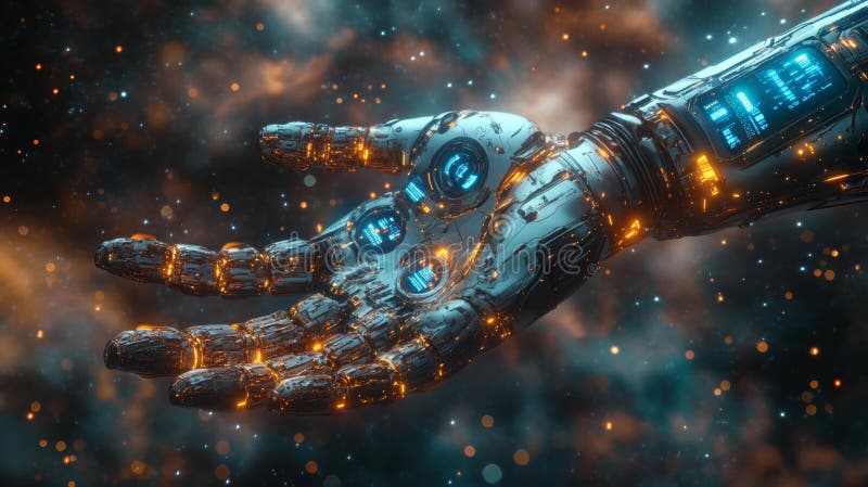 Futuristic Robotic Hand in Space - Generative Ai Stock Illustration ...