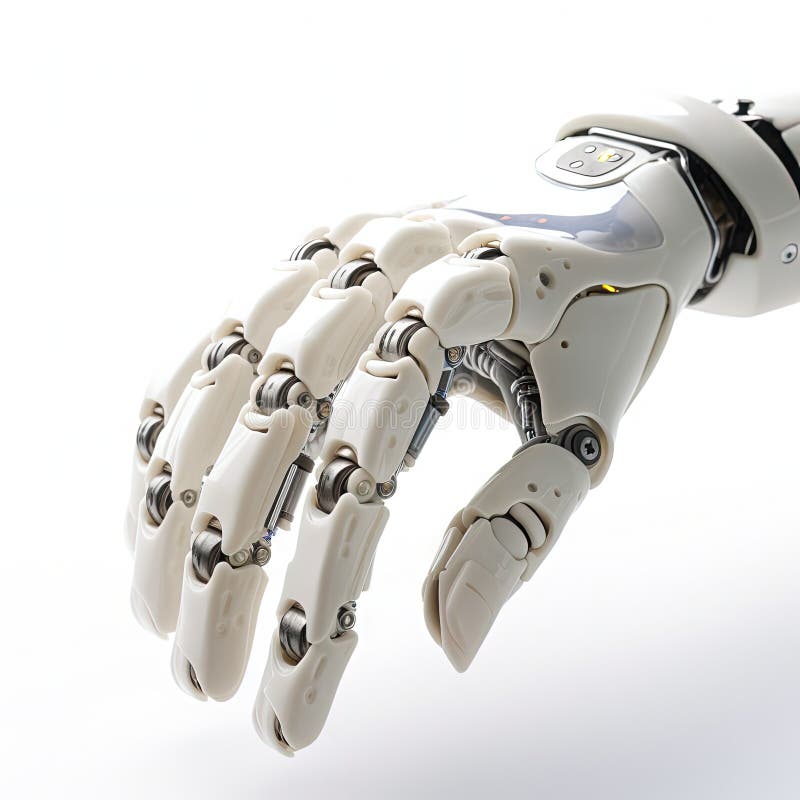 Futuristic Robotic Hand on White Background for Technology Designs ...