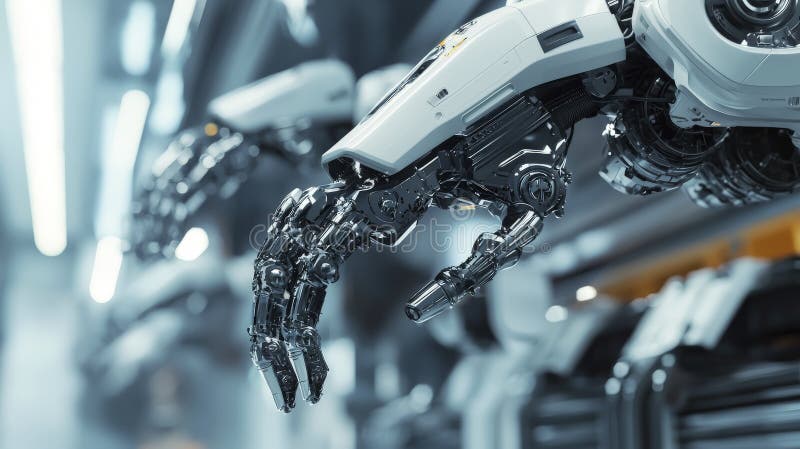 Futuristic Robotic Hands Poised for Technological Tasks Stock ...