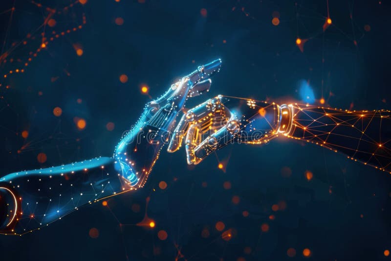 Futuristic Robotic Hands Reaching for Each Other, Symbolizing ...