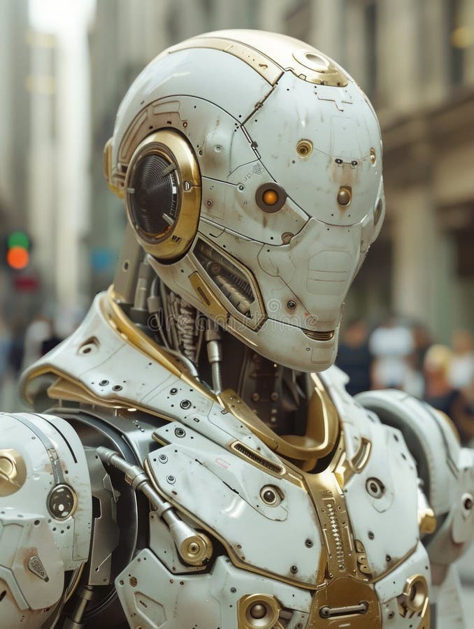 Futuristic Robotic Head with Advanced Technology Features Standing in ...