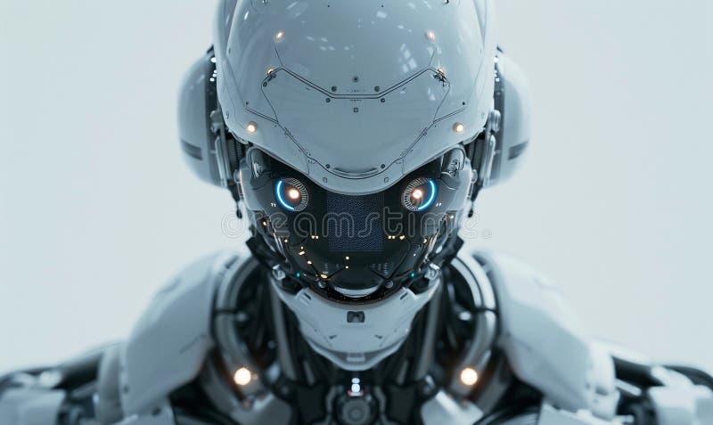 Futuristic Robotic Head Close-Up Stock Photo - Image of cybernetic ...