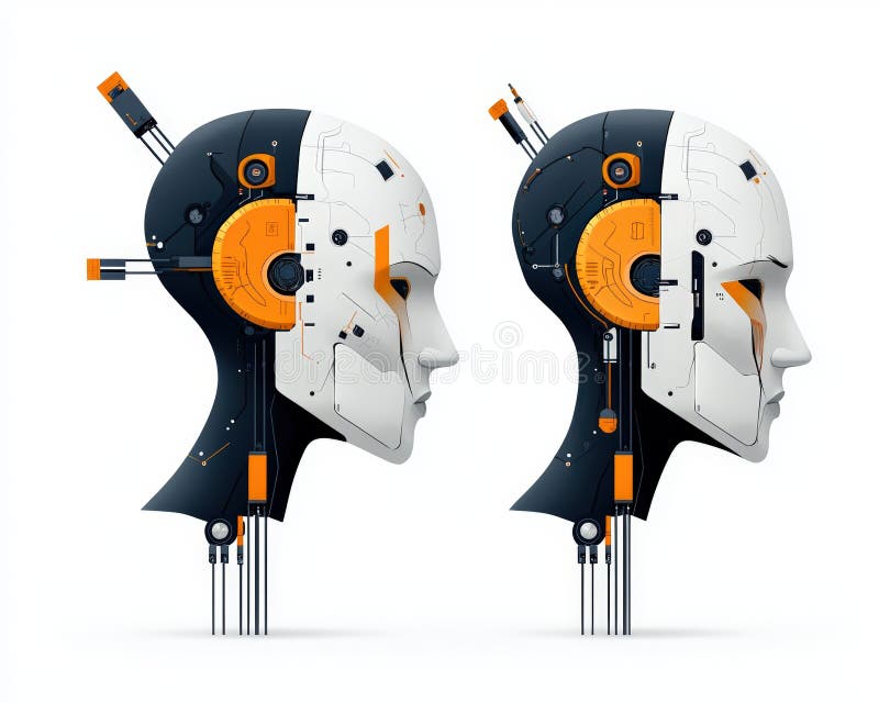 Futuristic Robotic Head Design White Isolate Background Stock ...