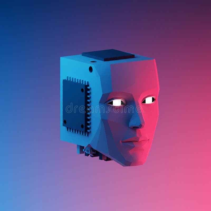 Futuristic Robotic Girl with Blue Metallic Suit, 3d Illustration Stock ...