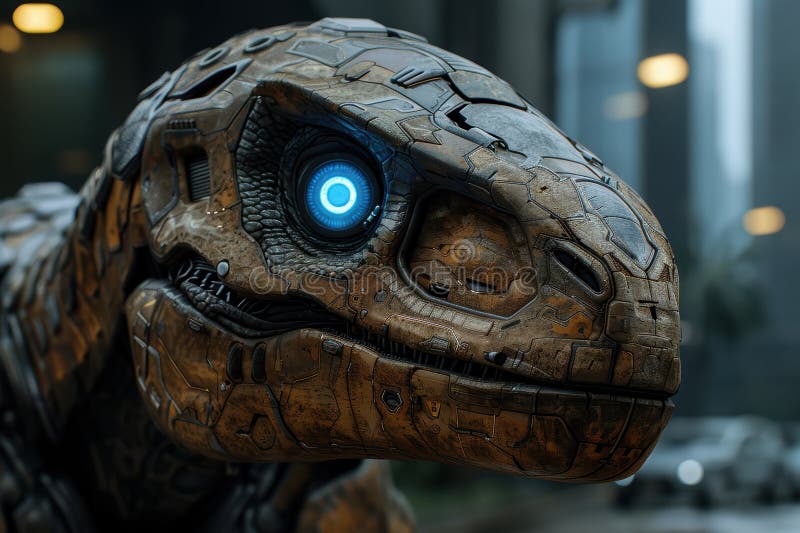 Futuristic Robotic Head with Glowing Blue Eye Stock Illustration ...