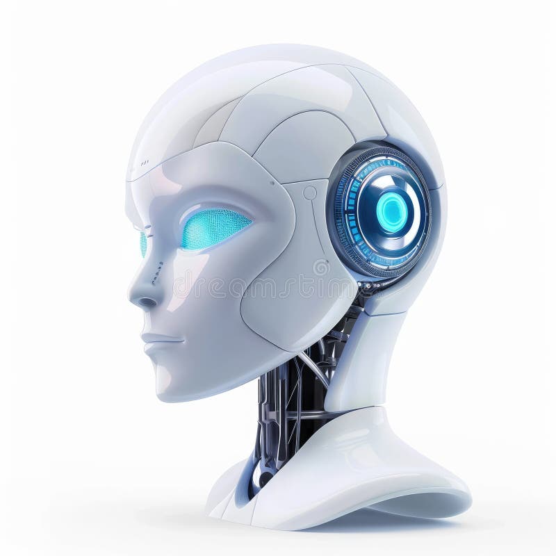 Futuristic Female Robot Head, AI Technology, Artificial Intelligence ...
