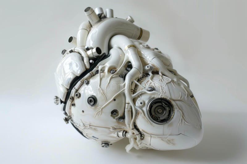 Robotic Heart Concept on White Background Stock Illustration ...