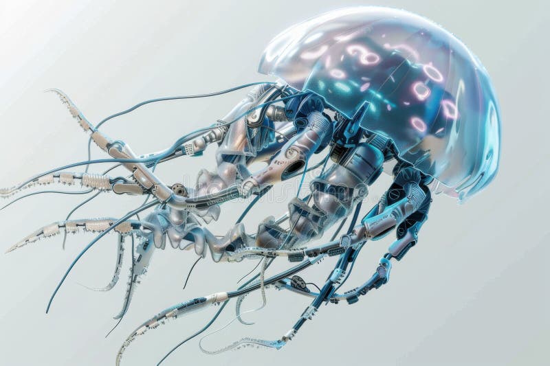 Futuristic Robotic Jellyfish with Glowing Lights and Mechanical ...