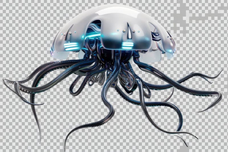Futuristic Robotic Jellyfish with Glowing Lights and Mechanical ...