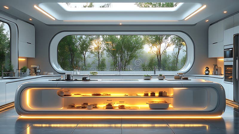 Futuristic Robotic Kitchen with Precision Cooking Features Stock ...