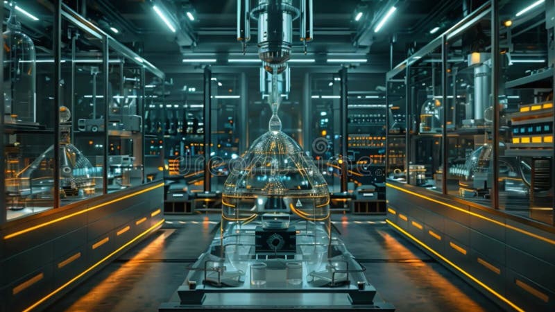 Futuristic Robotic Lab with Glass Enclosures and Automated Systems ...