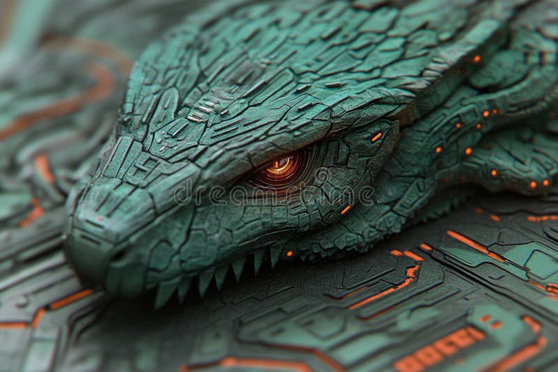 Futuristic Robotic Lizard with Intricate Circuit Patterns and Glowing ...
