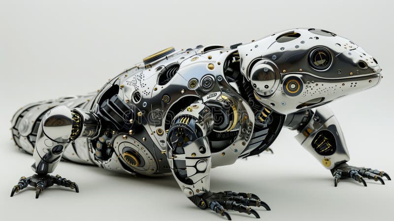 Futuristic Robotic Lizard with Intricate Mechanical Components and a ...