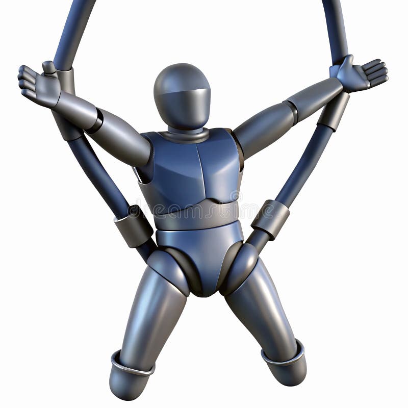 Futuristic Robotic Mannequin Posing with Outstretched Arms Simulating ...
