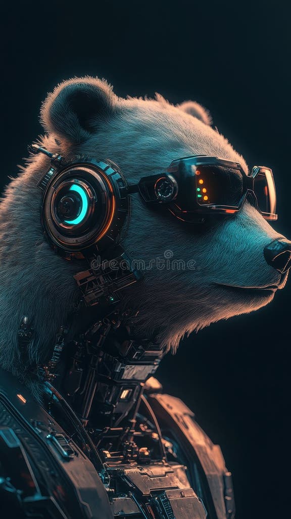 Futuristic Robotic Panda with High-Tech Visuals Showcasing a Unique ...