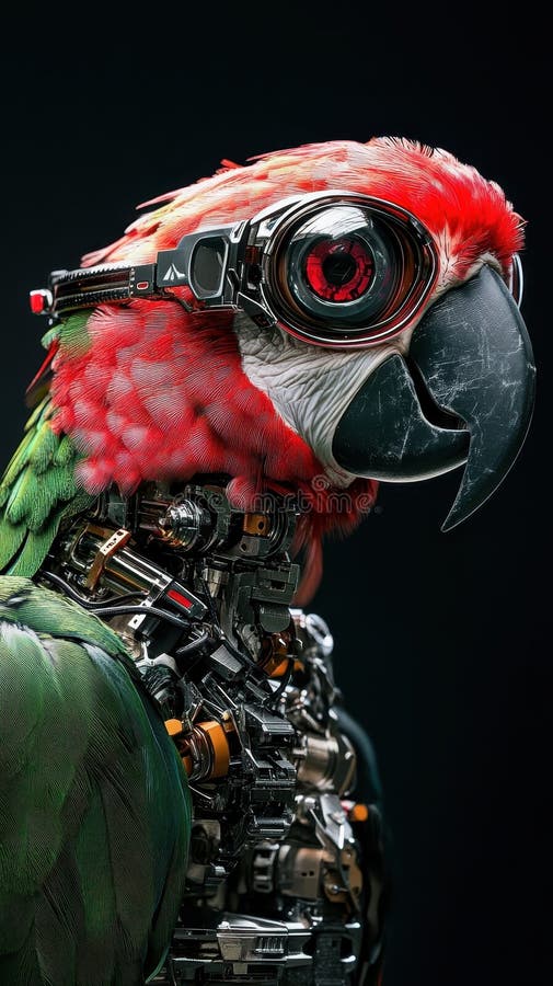 Futuristic Robotic Parrot with Mechanical Features and High-Tech ...