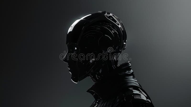 Futuristic Robotic Profile in Dark Setting with Dramatic Lighting and ...